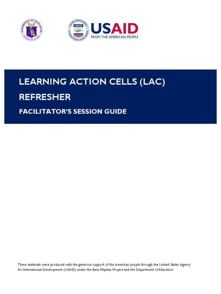 Learning Action Cells (Lac) Refresher: Facilitator'S Session Guide ...