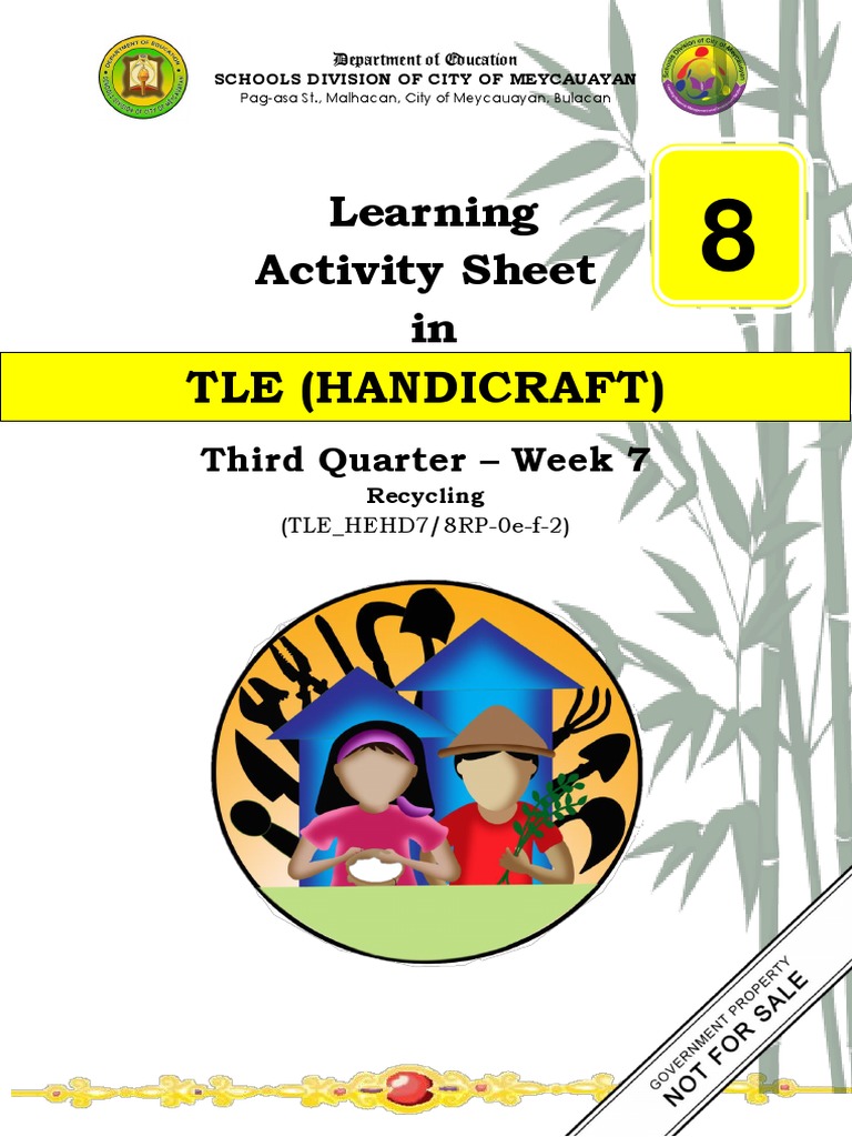 Tle (Handicraft) : Learning Activity Sheet in | PDF | Waste | Recycling
