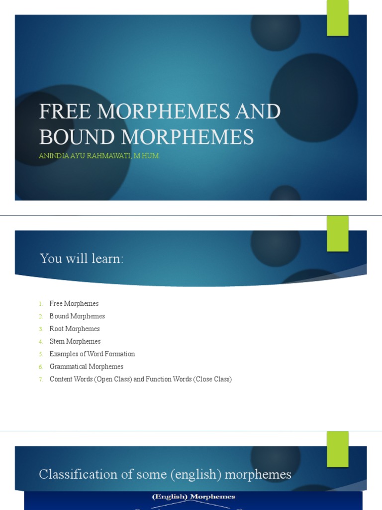 Free and Bound Morphemes Explained | PDF | Word | Part Of Speech