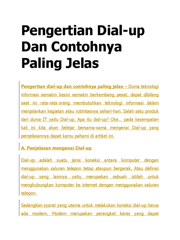 Pengertian dan Contoh Dial-up | PDF