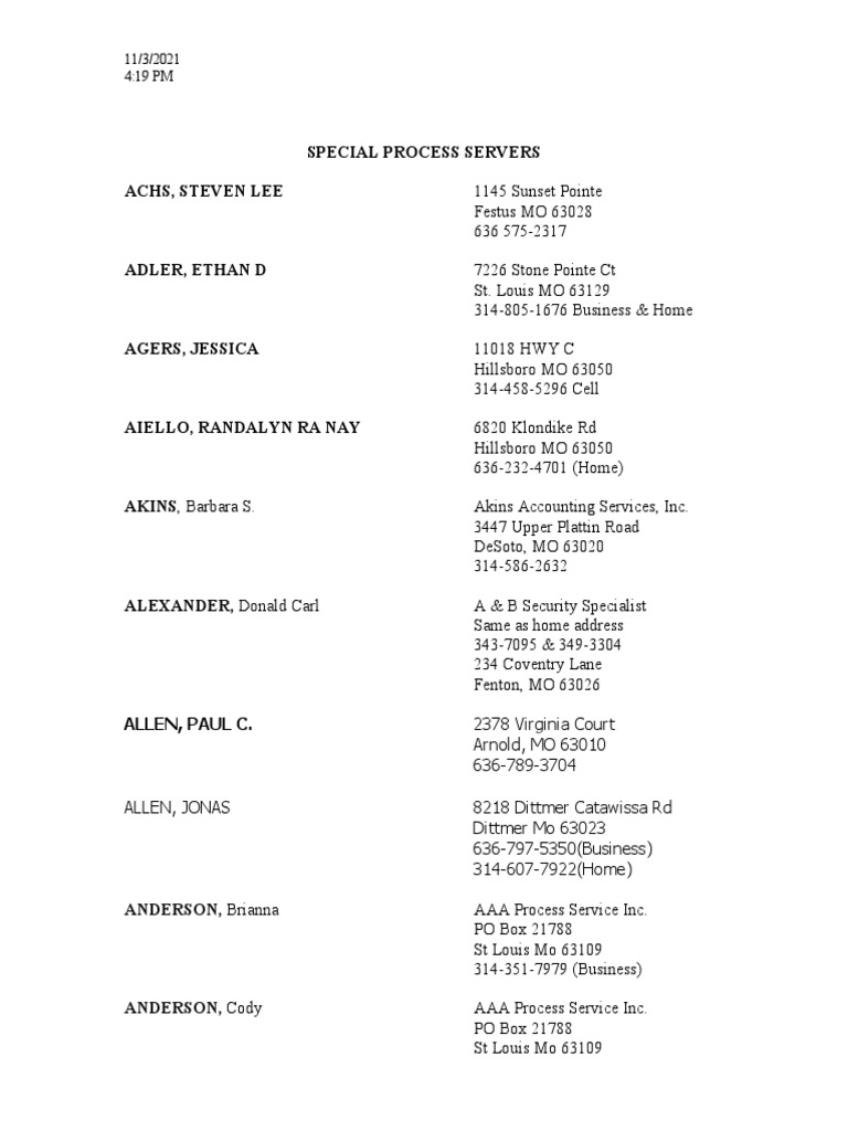 Special Process Servers List Apr 2021 | PDF | Postal System | Freight ...