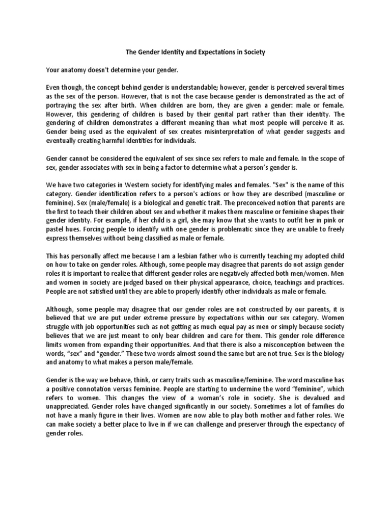The Gender Identity and Expectations in Society | PDF