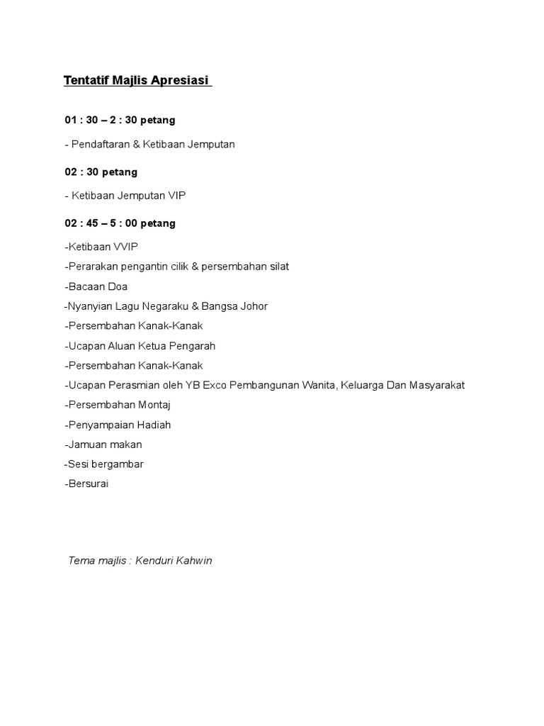 Tentatif Majlis | PDF