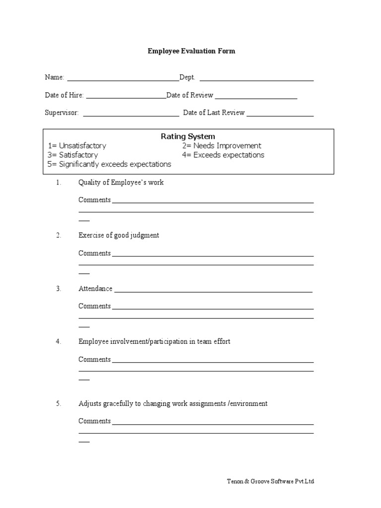 Employee Performance Evaluation Form | PDF
