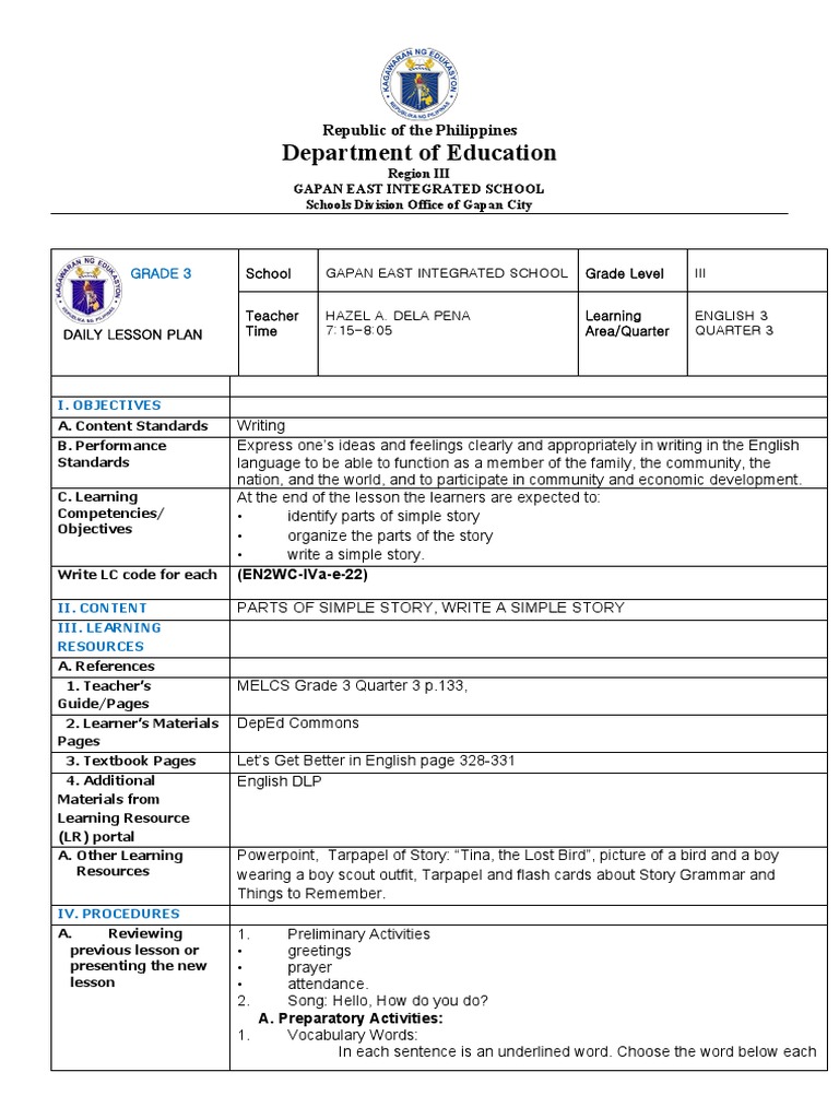 Week 1 DLP Grade 3 | PDF | Teachers | Pronoun