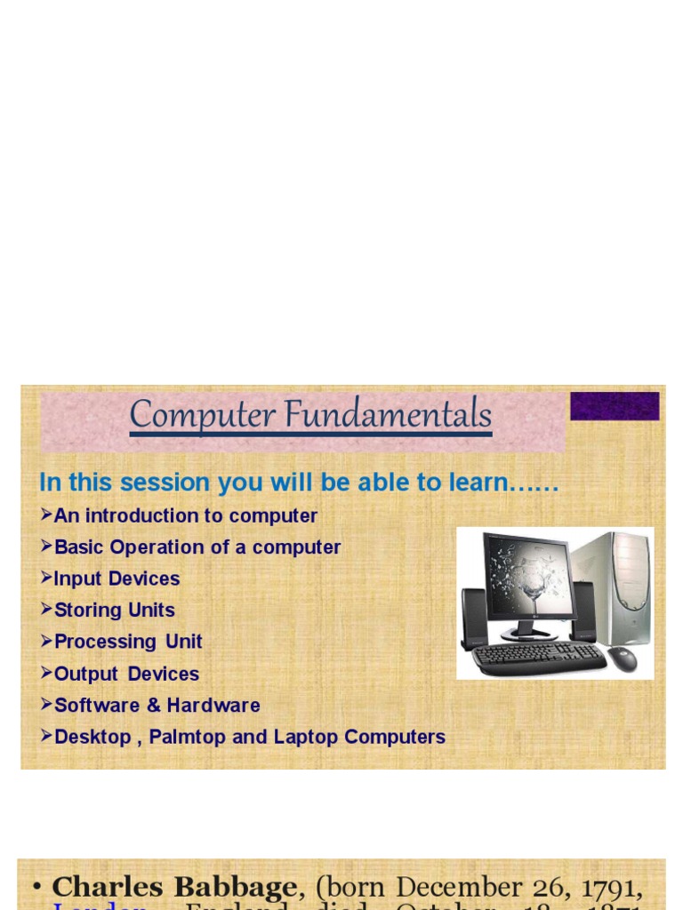 Computer Fundamentals | PDF | Computer Data Storage | Input/Output