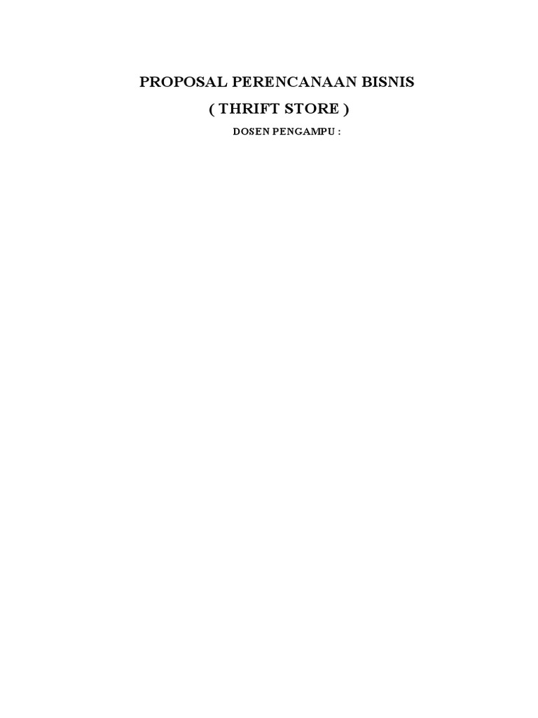 Proposal Thrift Store | PDF