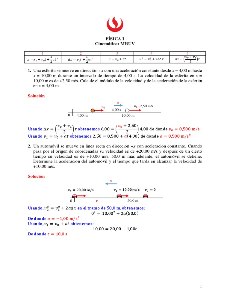 Ejercicios Adicionales MRUV SOL | PDF | Velocidad | Aceleración