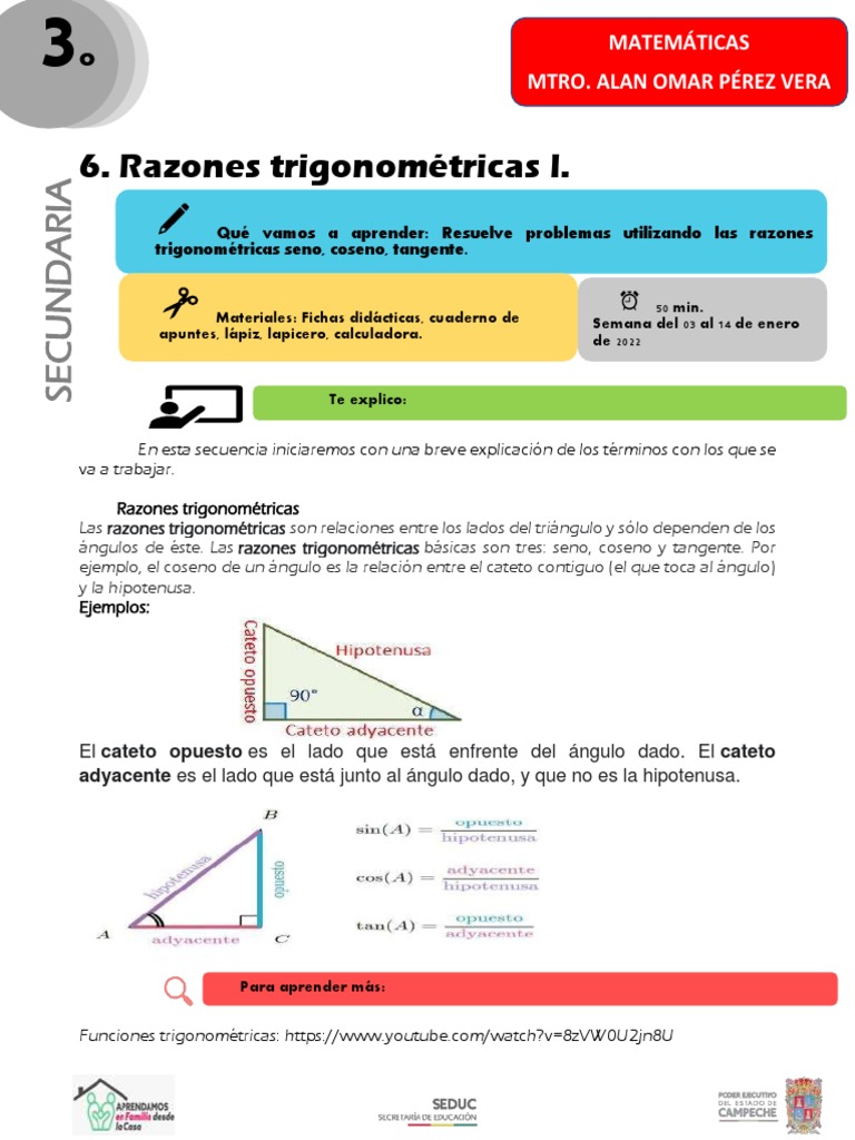 Ficha 6 Razones Trigonometricas | Descargar gratis PDF | Funciones ...