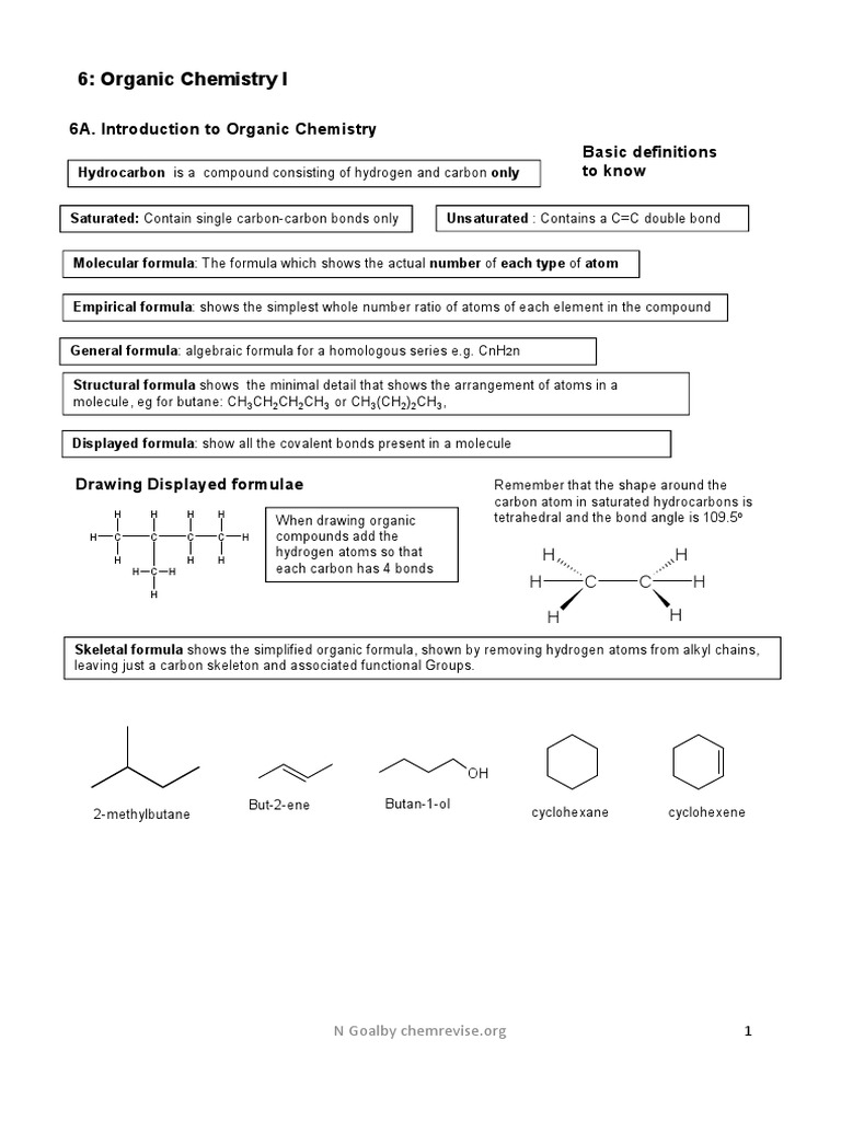 6: Organic Chemistry I: 6A. Introduction To Organic Chemistry Basic ...