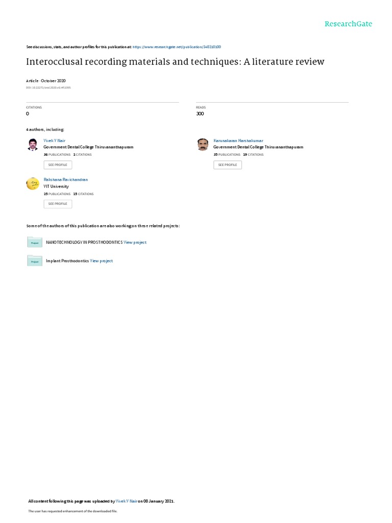 Interocclusal Recording Materials and Techniques: A Literature Review ...