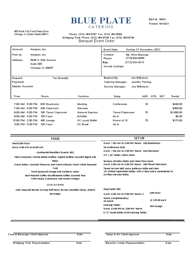 Banquet Event Order 101 | PDF | Cooking | Cuisine