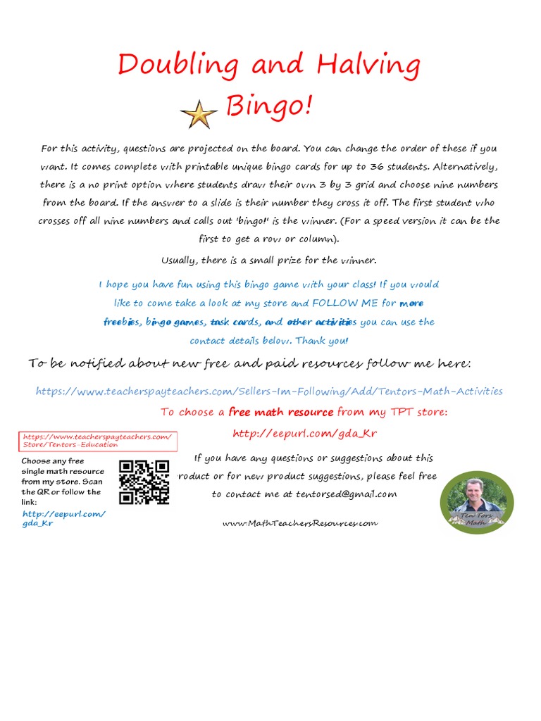 Bingo Cards Doubling and Halving | PDF | Gaming | Games Of Chance