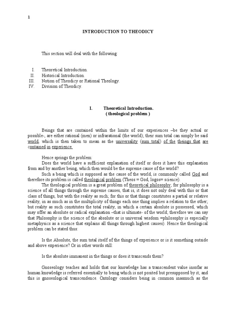 Understanding Theodicy in Philosophy | PDF | A Priori And A Posteriori ...