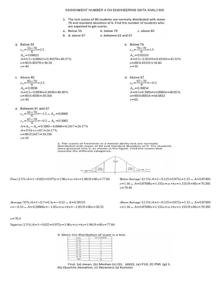 Assignment Number 4 On Engineering Data Analysis | PDF | Statistics | Probability Theory