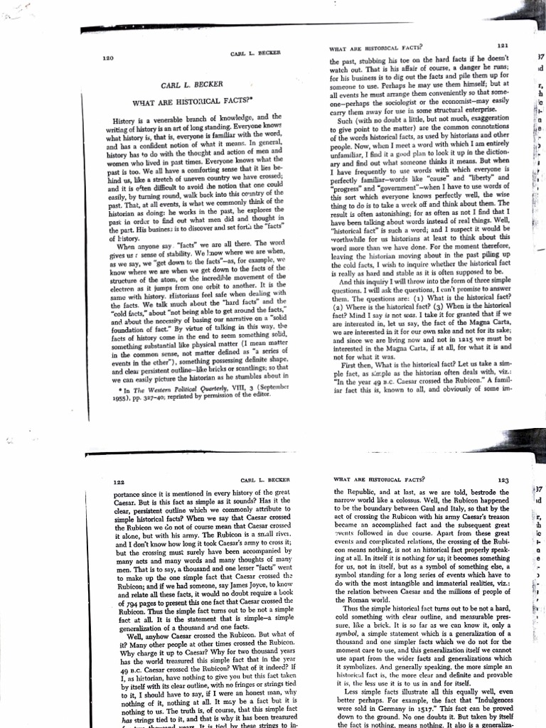 What Are Historical Facts - Becker | PDF | Republicanism | Julius Caesar