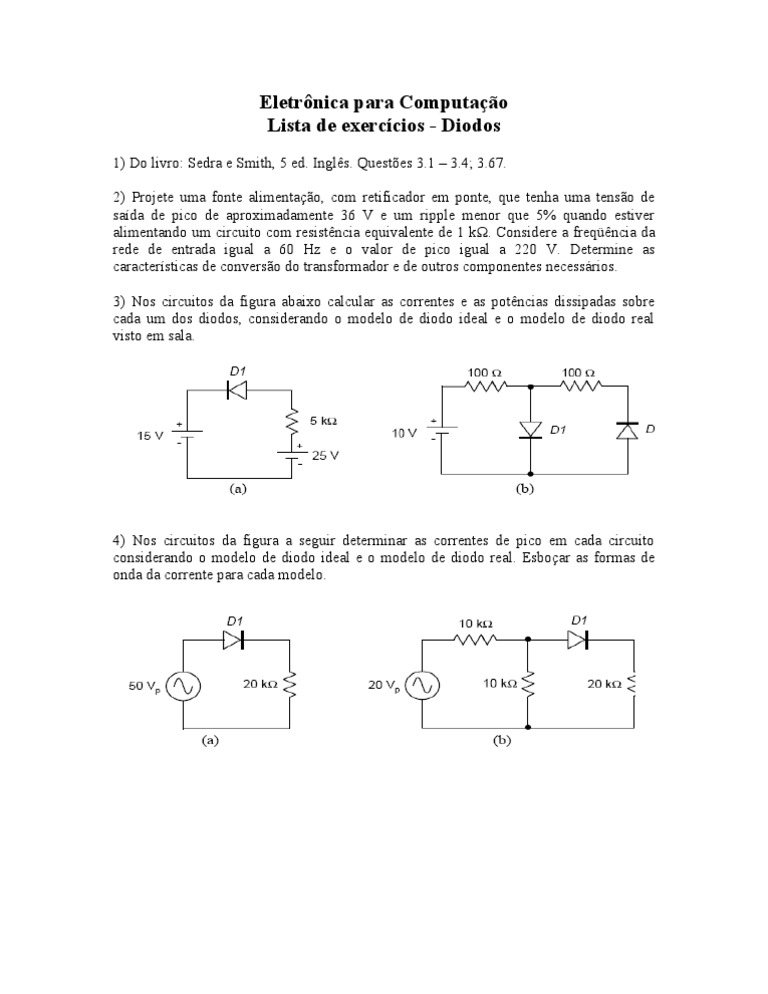 Lista de Exercicios Diodos | PDF