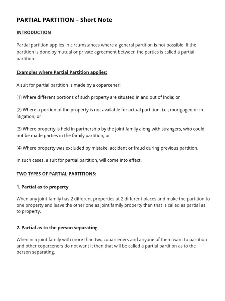Understanding Partial Partition | PDF