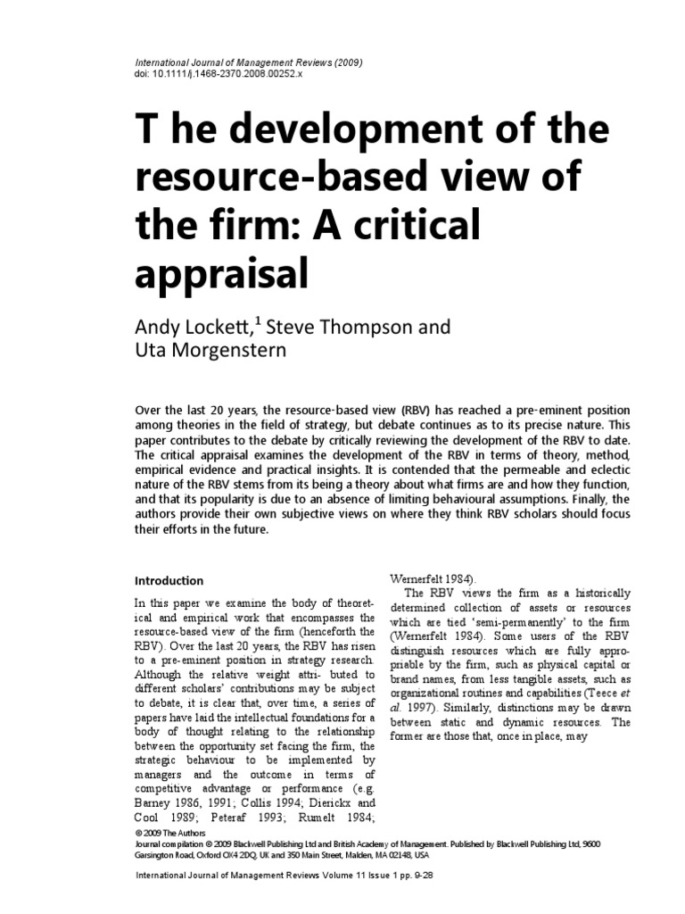 The Resource-Based View of The Firm Jurnal Management Strategik DR ...