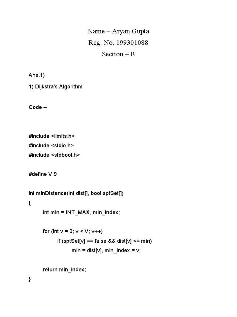 Name - Aryan Gupta Reg. No. 199301088 Section - B | PDF | Discrete ...