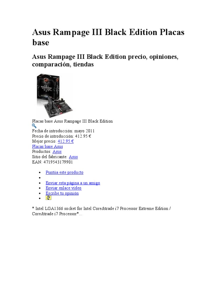 Asus Rampage III Black Edition Placas Base | PDF