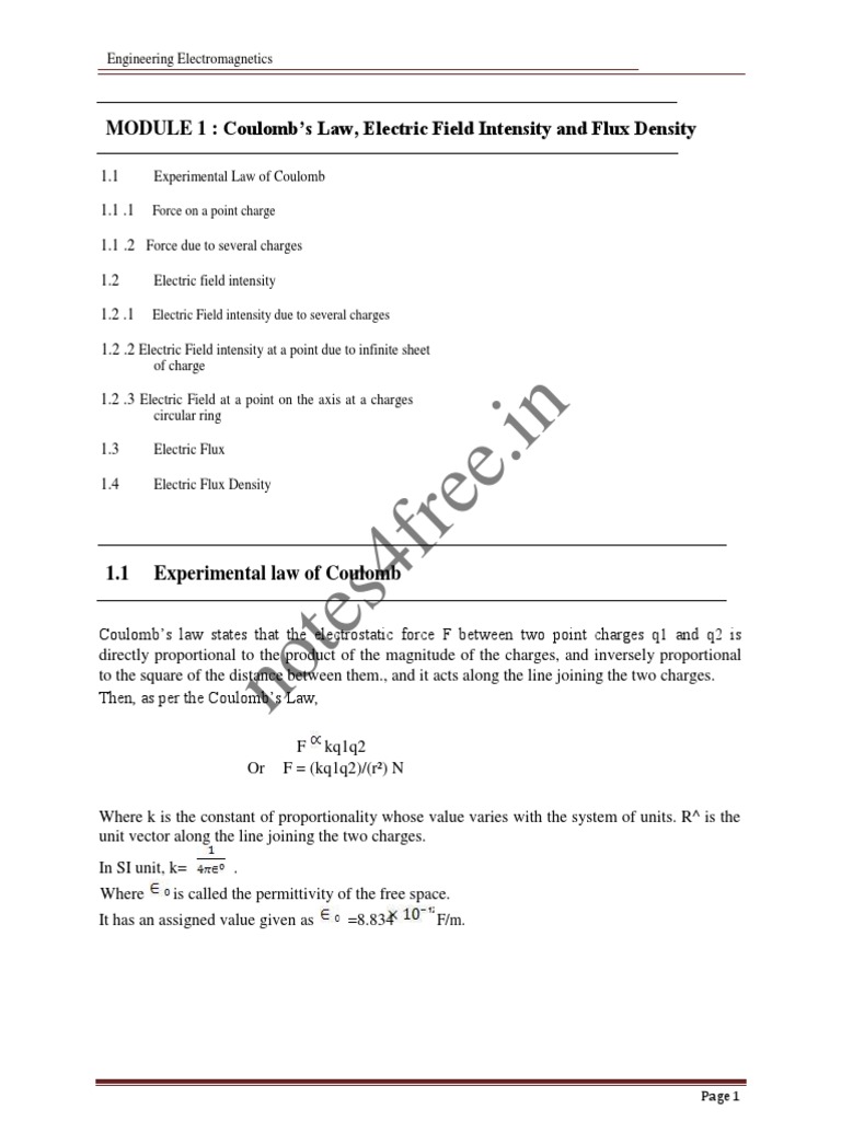 Electric Field Intensity and Coulomb's Law | PDF | Electric Field | Flux
