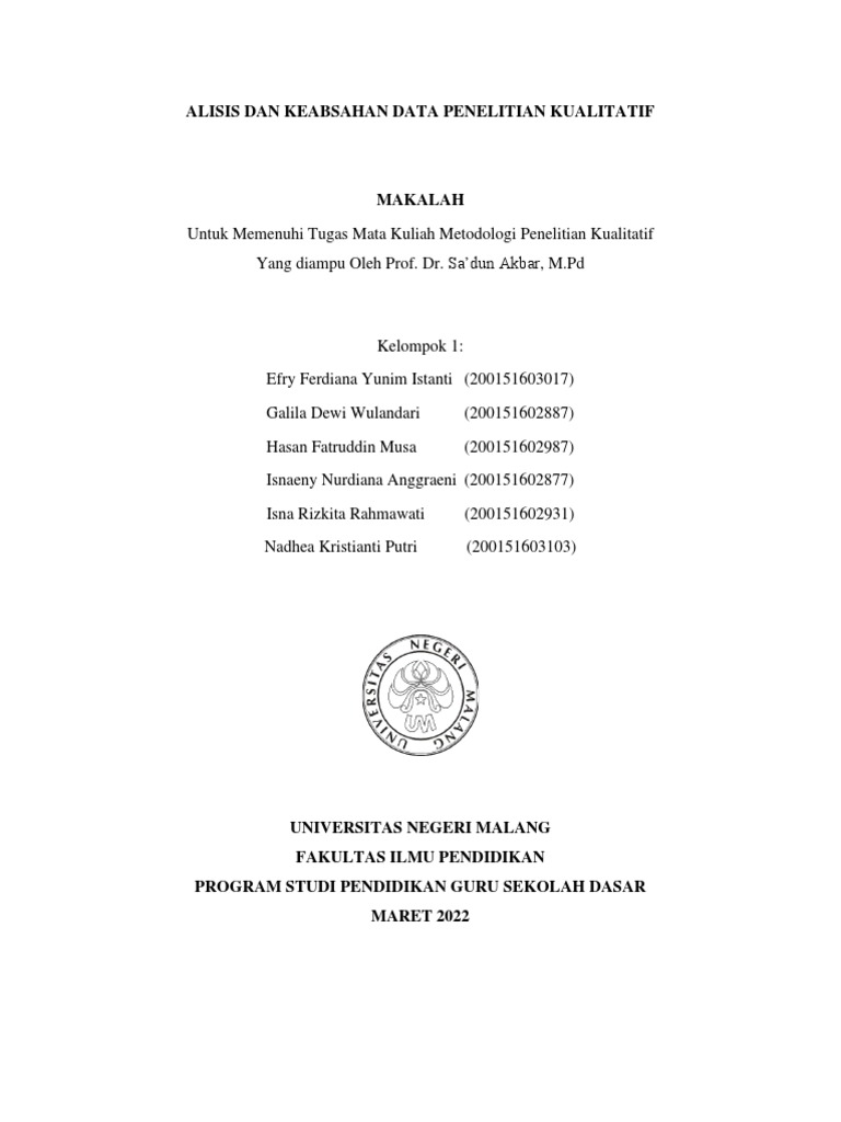 Kel 5 Makalah Analisis Dan Keabsahan Data Penelitian Kualitatif | PDF