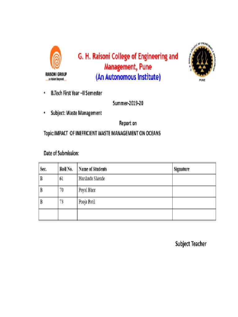 B (61,70,73) Impact of Inefficient Waste Management | PDF | Waste ...