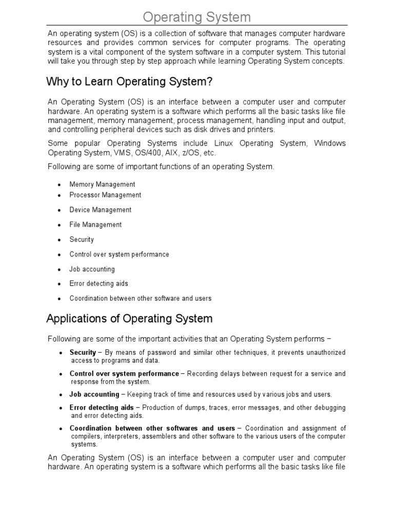 Operating System Notes | PDF | Thread (Computing) | Operating System Operating System Notes | PDF | Thread (Computing) | Operating System