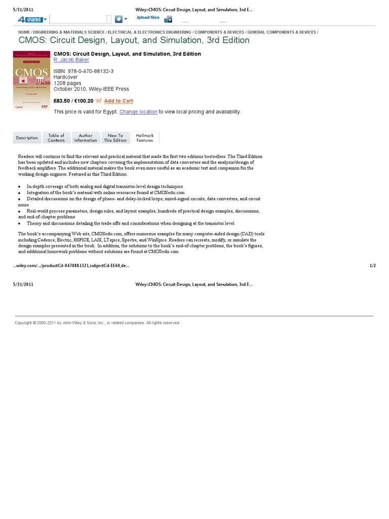 WileyCMOS Circuit Design, Layout, and Simulation, 3rd Edition | PDF ...