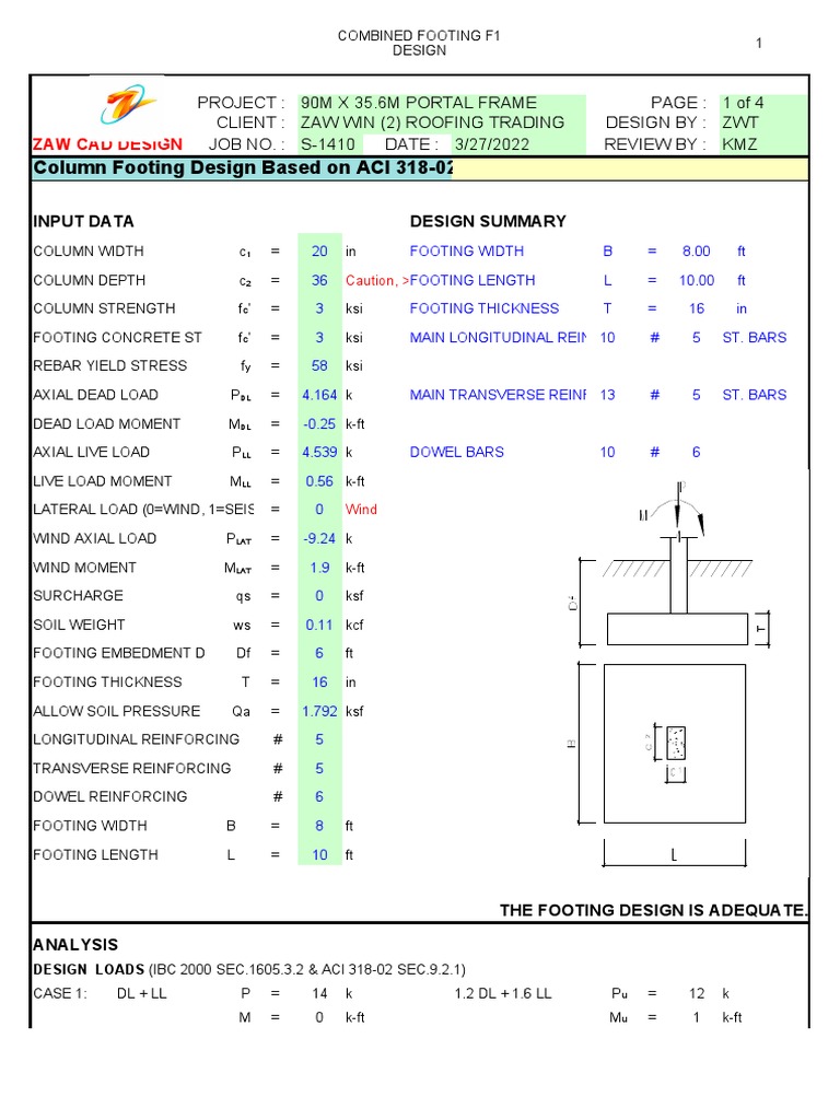 Isolated Footing Design Based On ACI 318-02 | PDF | Architecture ...