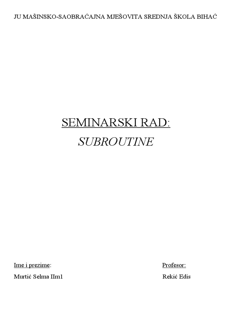 Subroutine | PDF