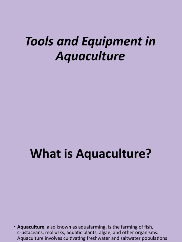 Tools and Equipment in Aquaculture | PDF | Aquaculture | Oyster