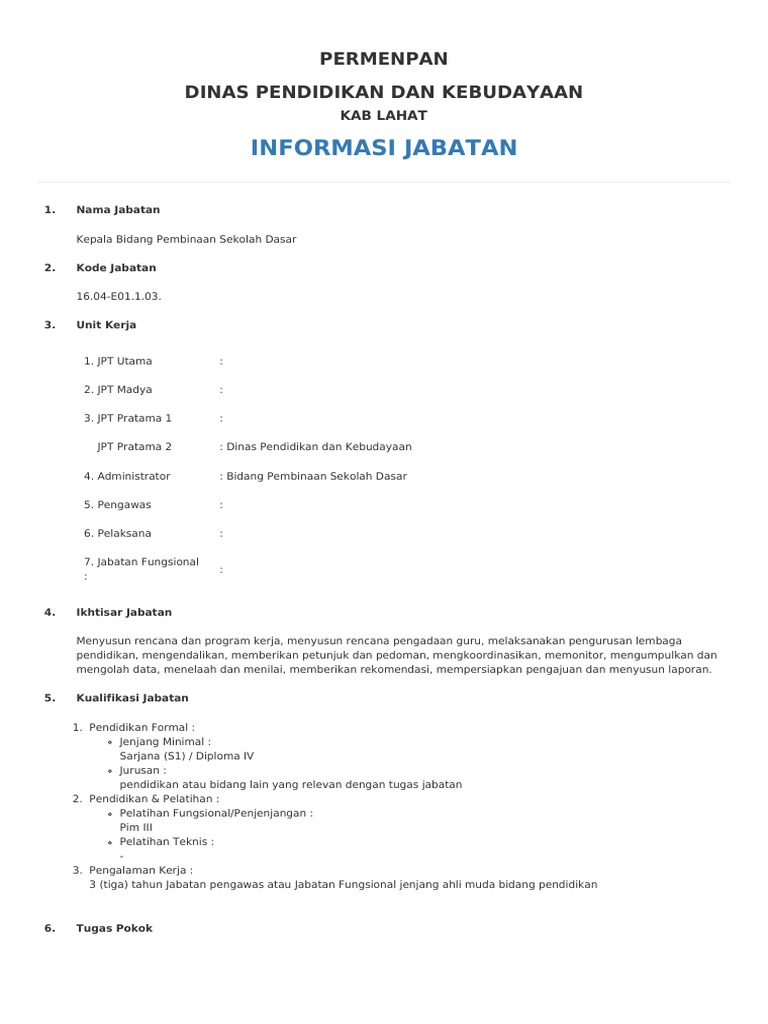 Kabid SD | PDF | Karier & Perkembangan