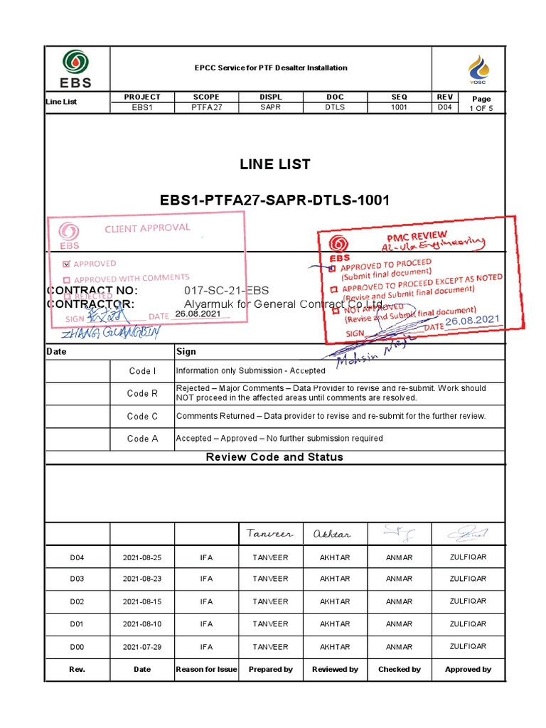 Ebs1 Ptfa27 Sapr Dtls 1001 d04 Line List Napalm | PDF | Gas Technologies | Civil Engineering