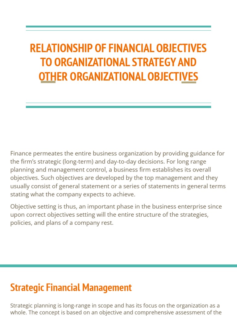 Relationship of Financial Objectives To Organizational Strategy and ...