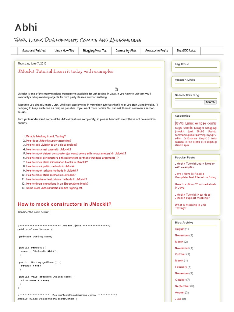 Jmockit Tutorial:Learn It Today With Examples: Java, Linux, Development, Comics and Awesomeness ...