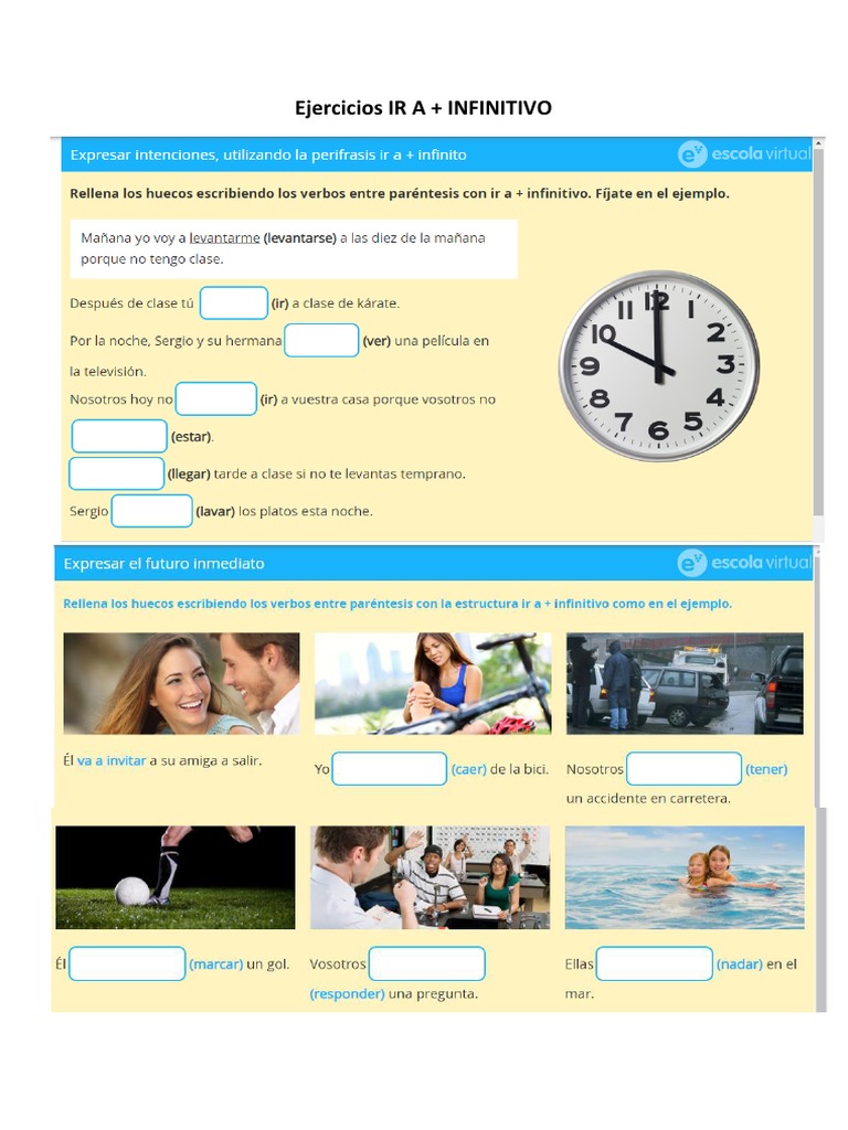 Ejercicios Ir A - Infinitivo | PDF