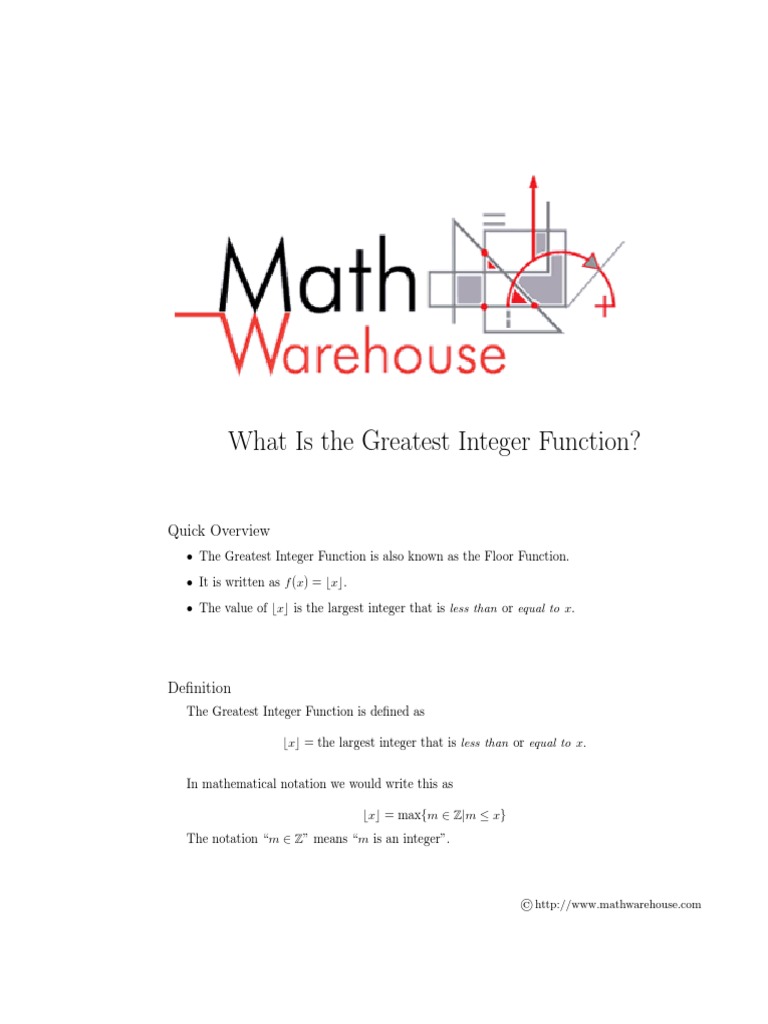 What Is The Greatest Integer Function?: Quick Overview | PDF | Function ...