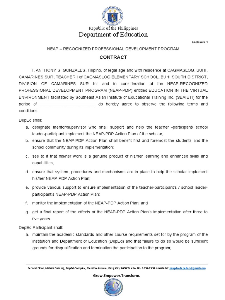 Contract NEAP | PDF