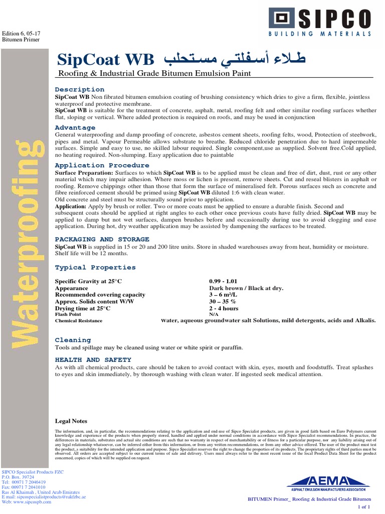 Sipcoat WB (Sipco-Uae) - 0 | PDF | Concrete | Asphalt