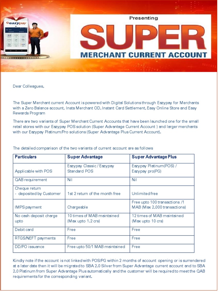 Super Merchant Current Account New Account & Migration Process | PDF ...