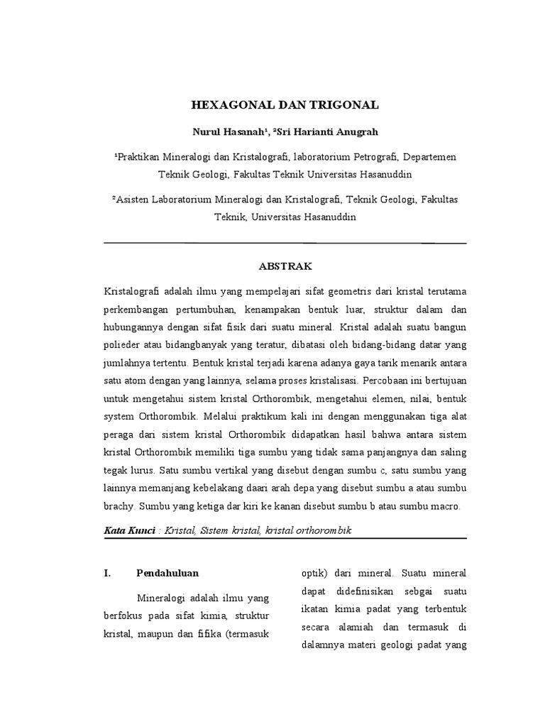 Sistem Kristal Orthorombik dalam Mineralogi | PDF