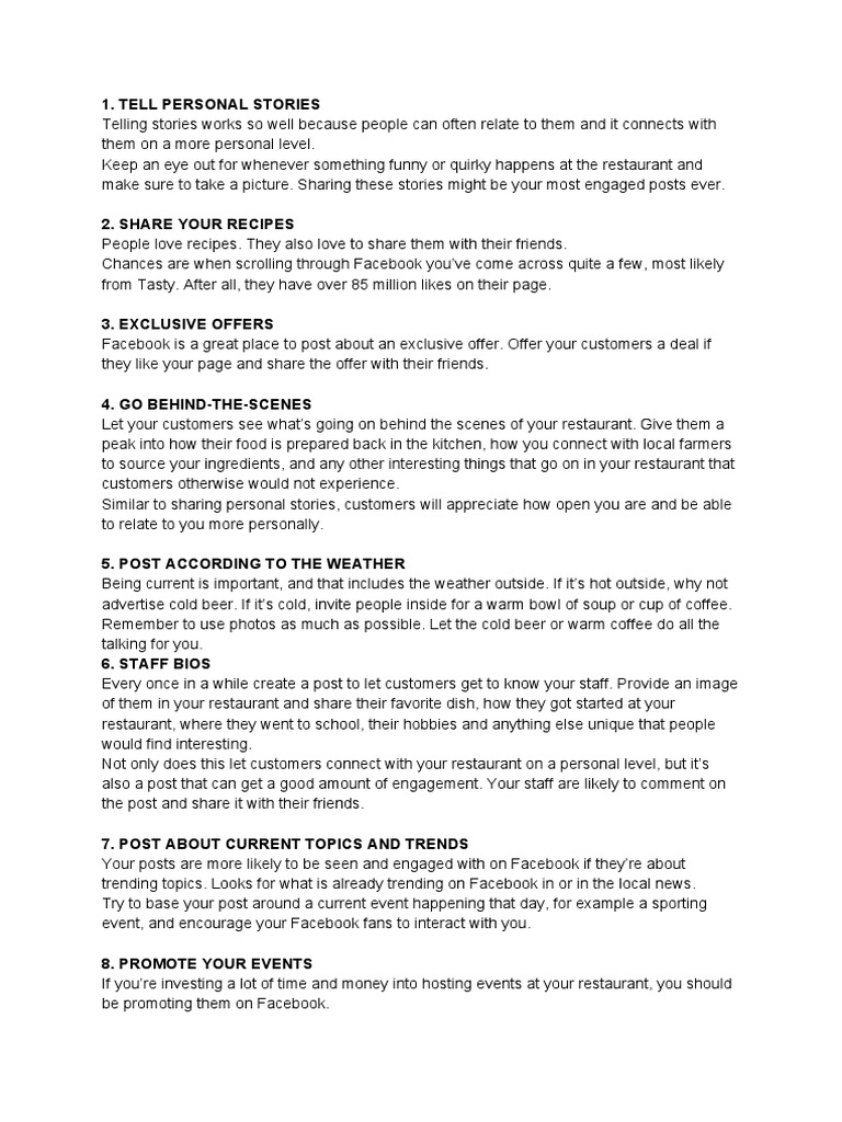 Tips For Creating FACEBOOK Posts | PDF | Facebook | Communication