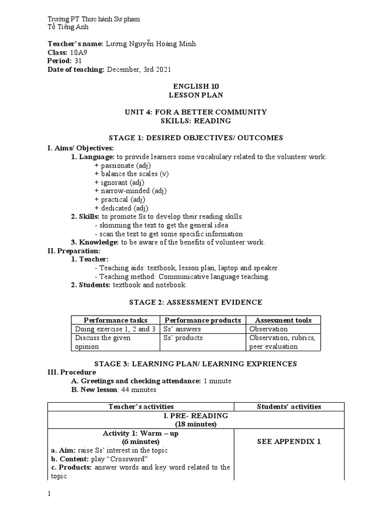 Eng10 - Unit 4 - Reading | PDF