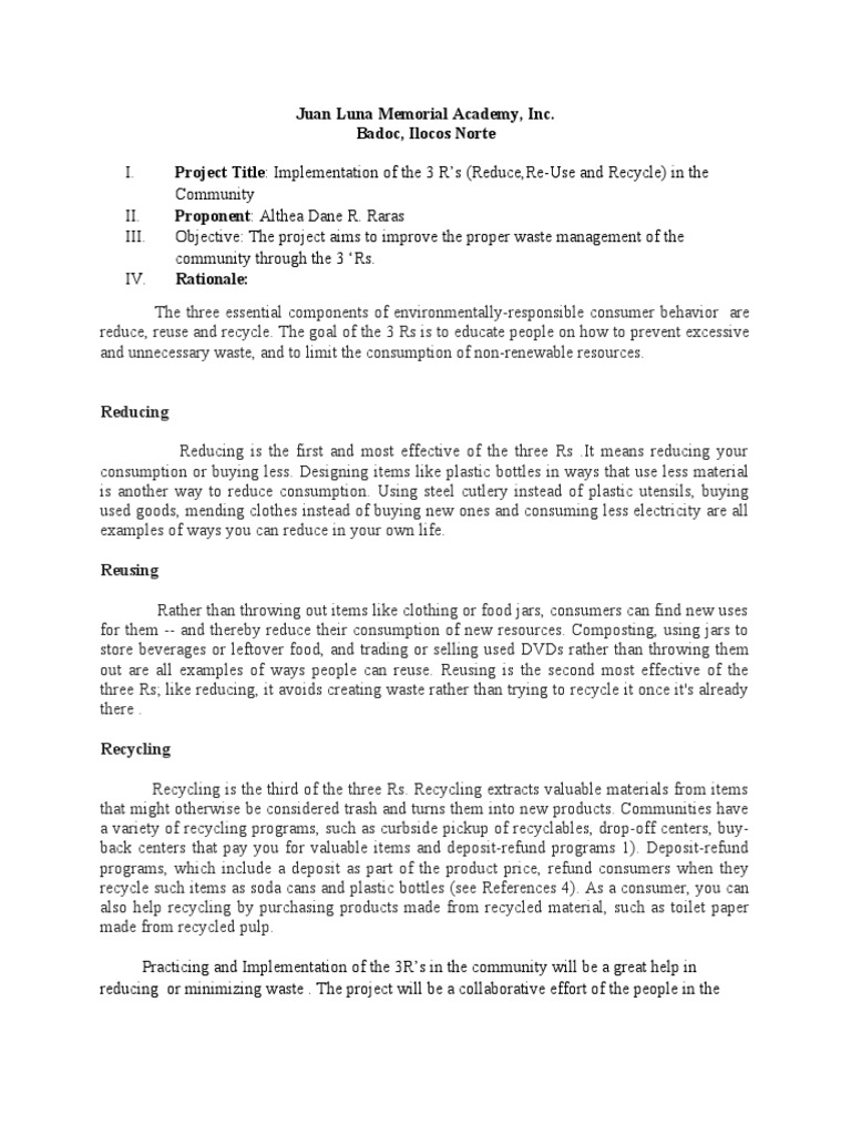 Project Title | PDF | Recycling | Reuse