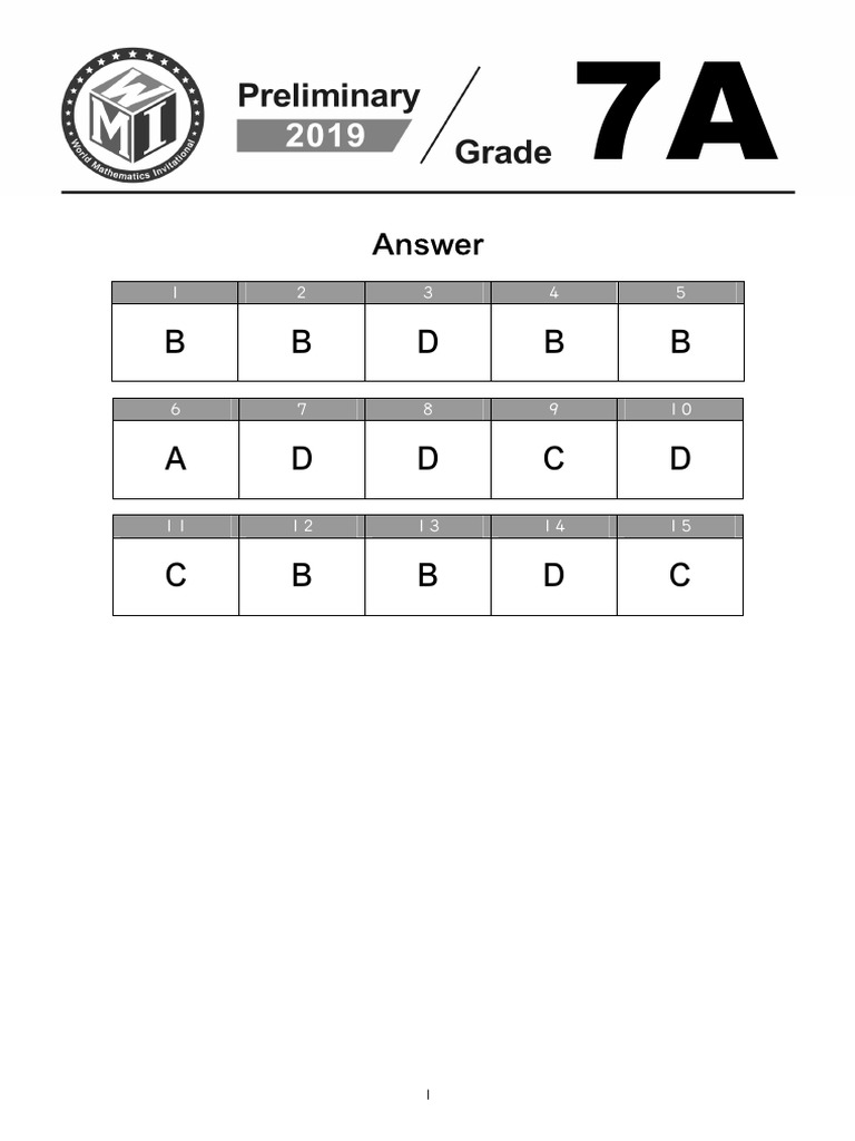 2019 WMI Grade 7 Answer | PDF