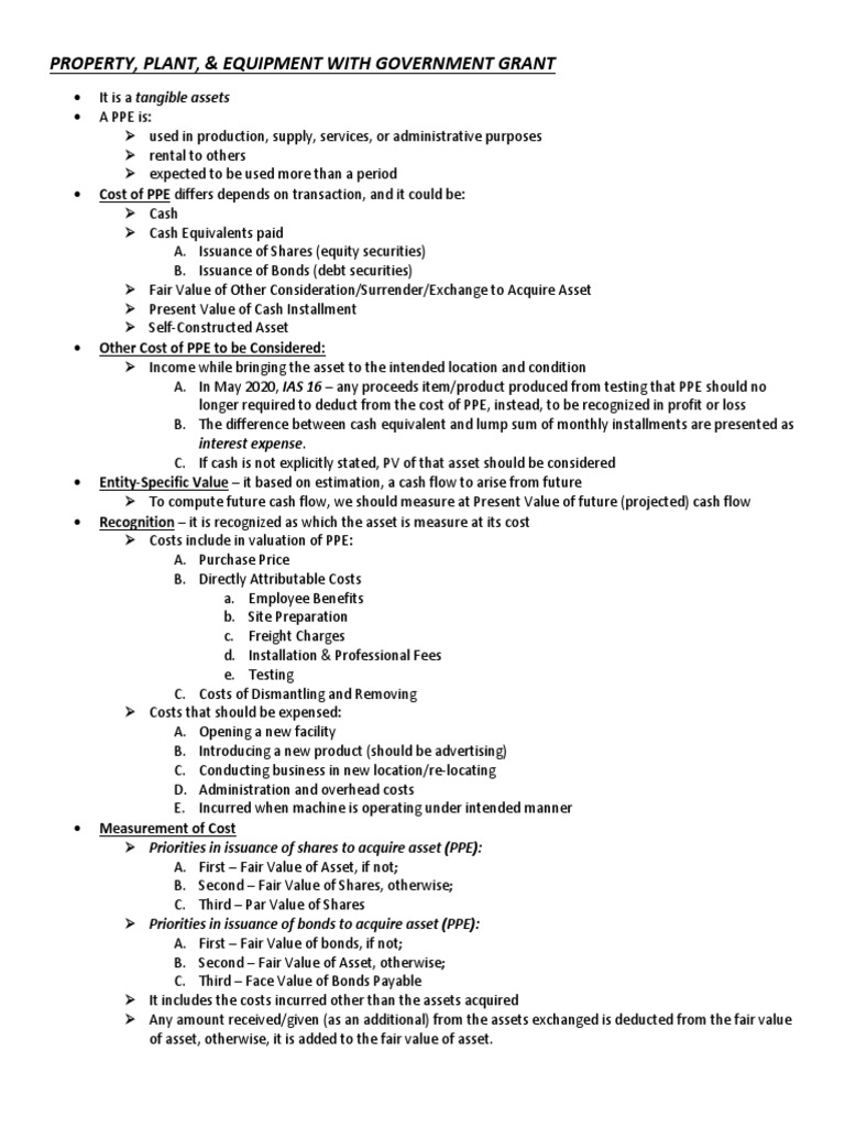 Property, Plant, and Equipment With Government Grant | PDF ...