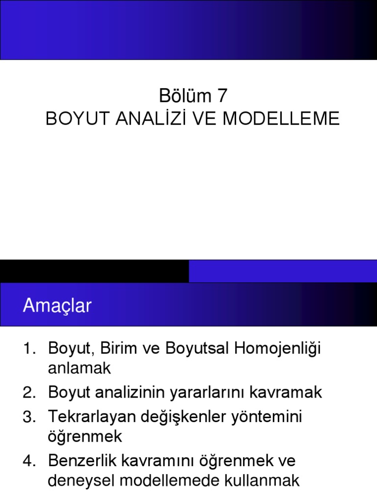 Bölüm 7 Boyut Analizi Ve Modelleme | PDF