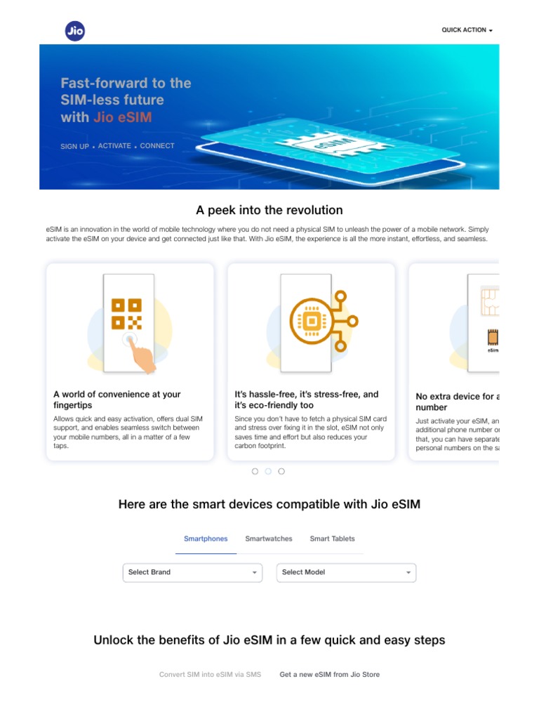 eSIM - Jio eSIM Online Activation On Smartphone, Smartwatch, Smart ...